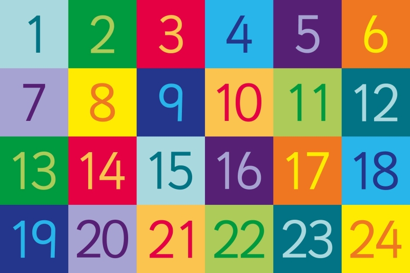 Rainbow™ numbers 1-24 carpet | counting mats - Peters